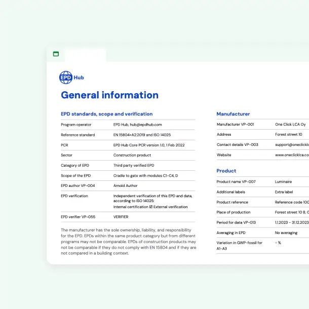 Concrete EPD Generator | One Click LCA